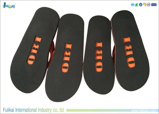Hollow Out Black Mens Size 13 EVA Flip Flops Orange Silk Printing
