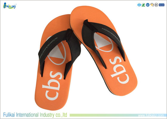 Hollow Out Black Mens Size 13 EVA Flip Flops Orange Silk Printing