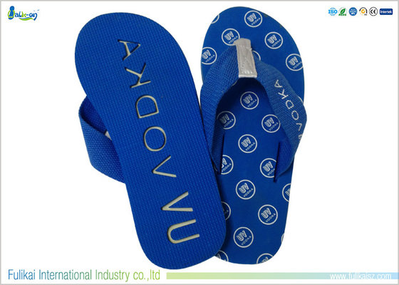 Personalized Blue Beach Flip Flops Mens Size 13 Slippers Die Cut Skid Proof