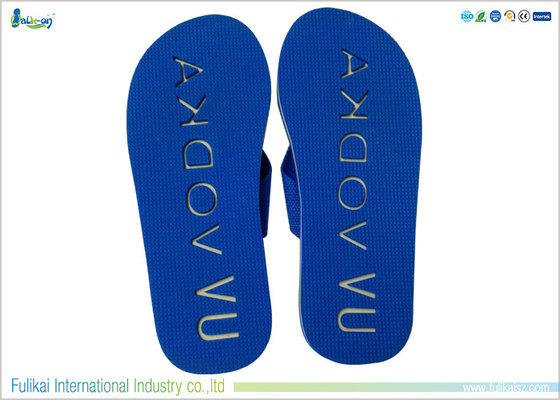 Personalized Blue Beach Flip Flops Mens Size 13 Slippers Die Cut Skid Proof