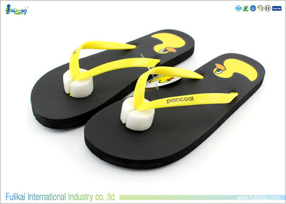 Fashion Style Woman Flip Flops Silk Printing Yellow Duck  With PE Sole