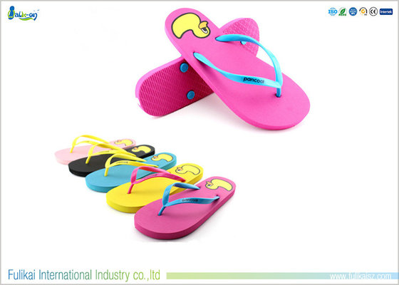 Fashion Style Woman Flip Flops Silk Printing Yellow Duck  With PE Sole