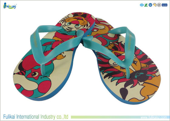 Colorful Ladies Rubber Flip Flops Heat Transfer Printing For Outdoor