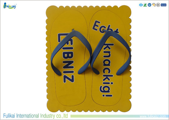 Summer Promotional Yellow Die Cut EVA Flip Flops With Heat Transfer Printing