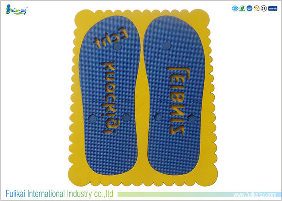 Summer Promotional Yellow Die Cut EVA Flip Flops With Heat Transfer Printing