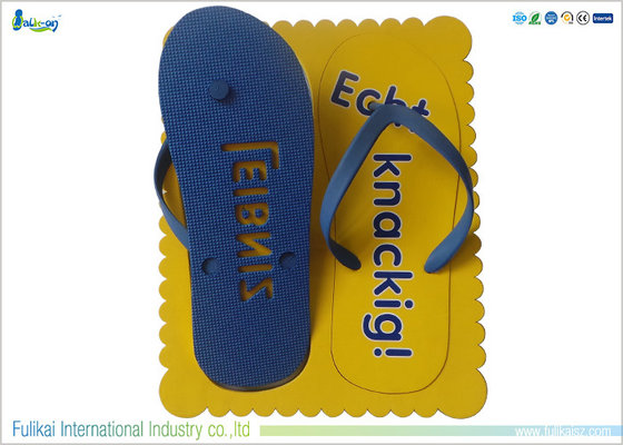 Summer Promotional Yellow Die Cut EVA Flip Flops With Heat Transfer Printing