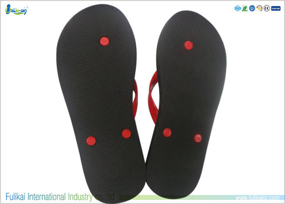 Black Red Size 10 Flip Flops For Women / Girls , Heat Transfer Printing