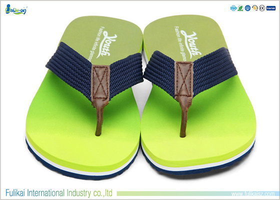 Full Color Leisure EVA Flip Flops , Ladies Slippers With Ribbon Strap