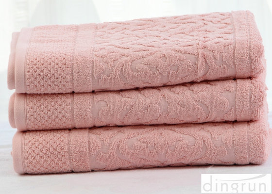 Jacquard Pure Cotton Bath Towels Pink 32s OEM / ODM Acceptable