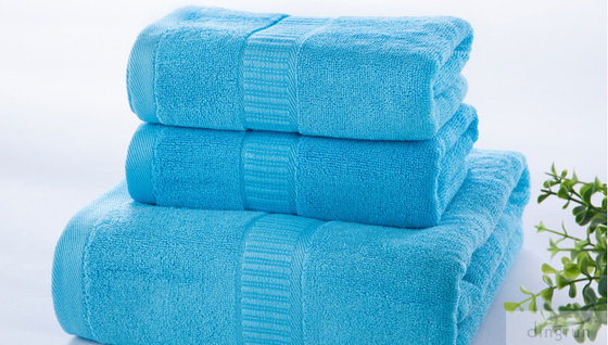 Different Color Pure Cotton Bath Towels Set For Family / Supermarket