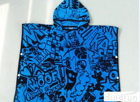 Childrens Poncho Beach Towels , Poncho Swimming Towels For Sports