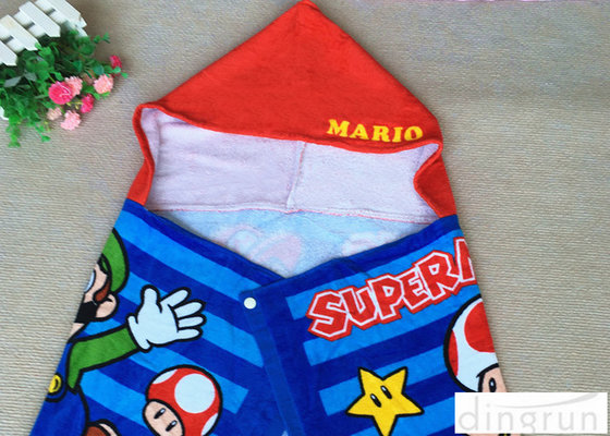 Plain Style Poncho Swimming Towels , Childrens Hooded Beach Towels Various Size