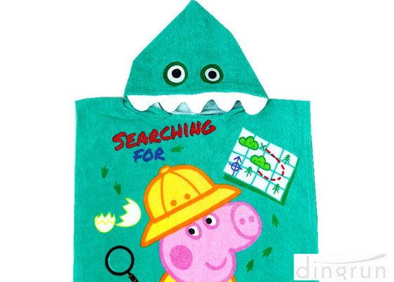 Customized Childrens Towelling Ponchos , Babies Swimming Towels With Hoods 400gsm