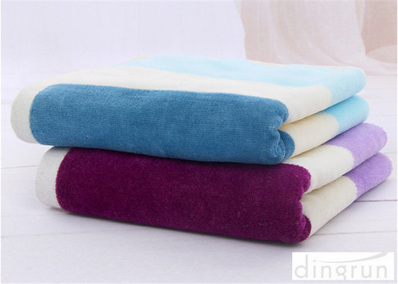 Stripe Velour Cotton Face Cloths , Luxury Face Cloths For Gift
