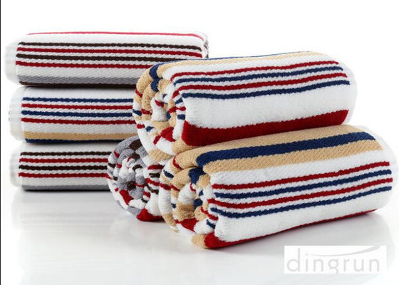 Jacquard Striped Terry Customized Cotton Bath Towels 60*120cm AZO Free