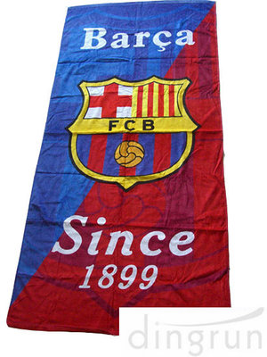 Football Club Custom Printed Beach Towels , Logo Microfiber Beach Towel Sand Proof