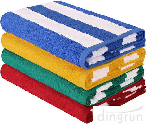 Stripe Cotton Bath Towels Plain Woven 30 " X 60 " High Absorbency For Swimming