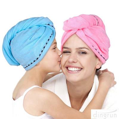 Super Absorbent Microfiber Hair Towel Wrap Hair Turban Head Wrap with Button