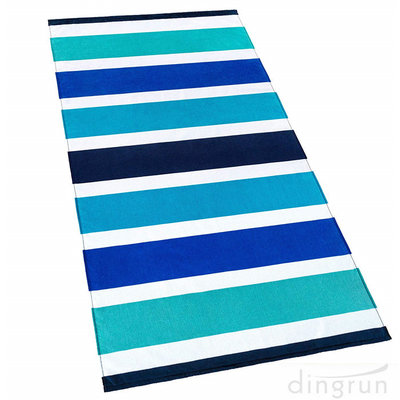 100% Cotton Soft Terry Velour Printed Stripes Beach and Pool Towel