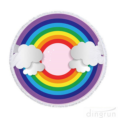Soft and Quick Dry Rainbow Printed Round Beach Towel Multi Functional Pool Mat