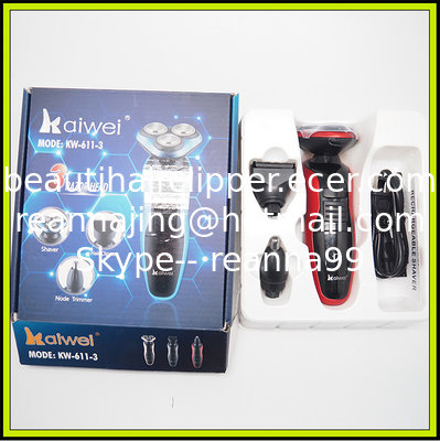 KW-611-3 NEW 3 in 1 Exchangeable Shaver with Nose Hair Trimmer Kit