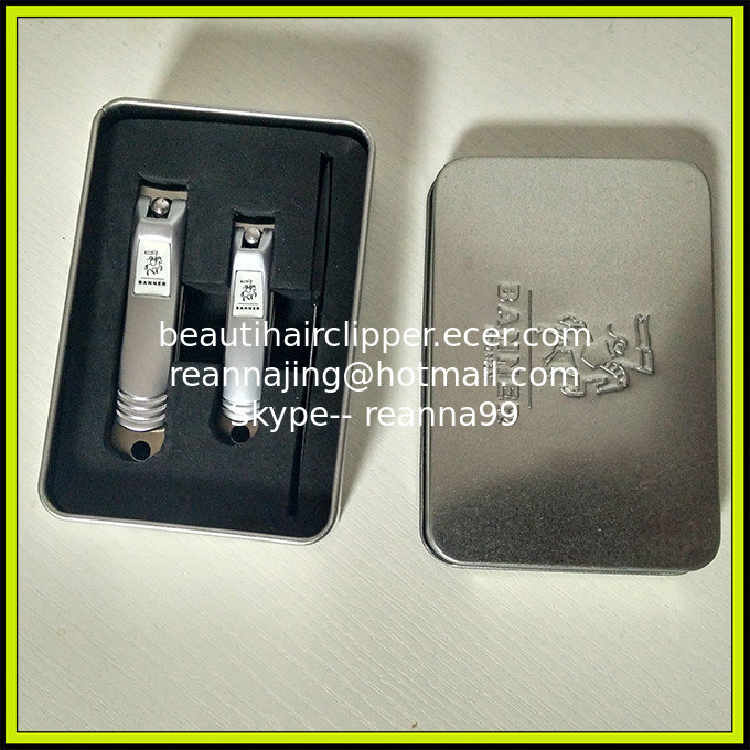 Amazon Popular Goods OEM Band Alloy Stainless Steel Nail Clippers Set in Steel Box With PP Nail File