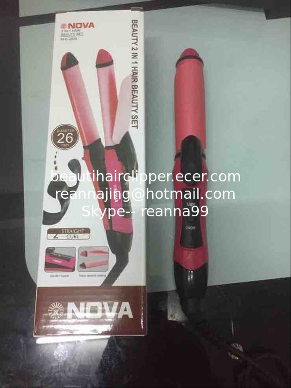 NHC-2009 Beauty Salon 2 in 1 Hair Straightener Hair Curler Ceramic Hair Curling Iron Rotating Hair Curler