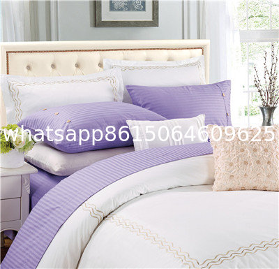 Sateen Stripe Solid Color 1800 Series Egyptian Cotton 4pcs Sheet Set