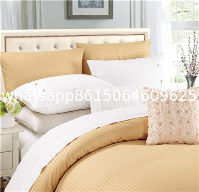 Sateen Stripe Sheets 4pcs Polyester Cotton Bedsheets Bedding Set