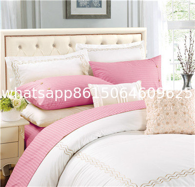 Sateen Stripe Solid Color 1800 Series Egyptian Cotton 4pcs Sheet Set
