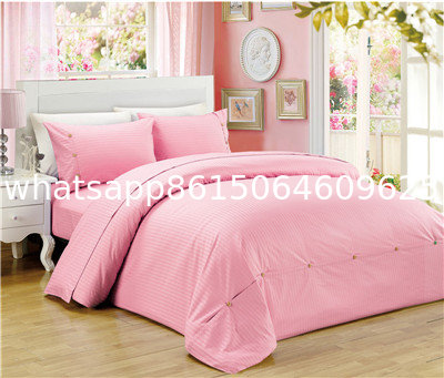 Sateen Stripe 4pcs Duvet Cover Set Solid Polyester Cotton Bedding set Twin/full/queen/king size