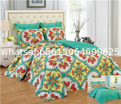 Reversible Comforter Set Reactive Printed Bedding Set 6pcs High Quality Egyptian Cotton Touch Quilt Cover Easy Remove