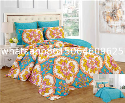 Reversible Comforter Set Reactive Printed Bedding Set 6pcs High Quality Egyptian Cotton Touch Quilt Cover Easy Remove