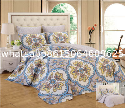 Reversible Comforter Set Reactive Printed Bedding Set 6pcs High Quality Egyptian Cotton Touch Quilt Cover Easy Remove