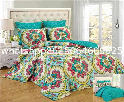Reversible Comforter Set Reactive Printed Bedding Set 6pcs High Quality Egyptian Cotton Touch Quilt Cover Easy Remove