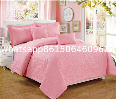Solid Color Quilt Set 5pcs Microfiber Fabric Polyester Filling