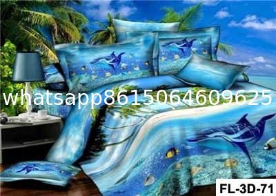 3D Reactive Printed Sheet Set Cotton Bedding Set
