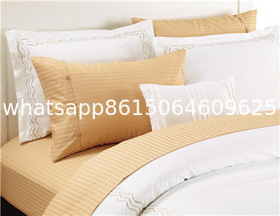 Polyester Cotton Bedsheets 4pcs Polycotton Sheet set Sateen Stripe Solid Color