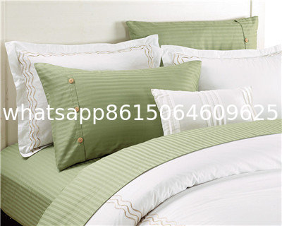 Polyester Cotton Bedsheets 4pcs Polycotton Sheet set Sateen Stripe Solid Color
