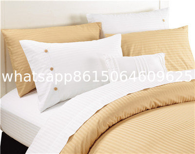 Polyester Cotton Bedsheets 4pcs Polycotton Sheet set Sateen Stripe Solid Color