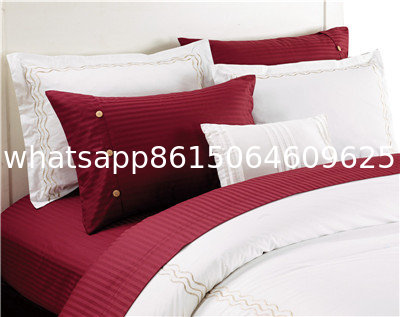 Polyester Cotton Bedsheets 4pcs Polycotton Sheet set Sateen Stripe Solid Color