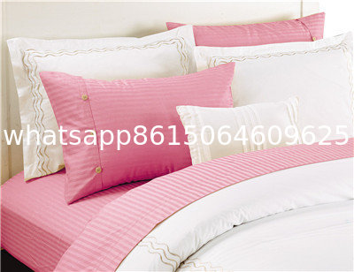 Polyester Cotton Bedsheets 4pcs Polycotton Sheet set Sateen Stripe Solid Color