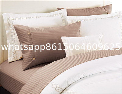 Polyester Cotton Bedsheets 4pcs Polycotton Sheet set Sateen Stripe Solid Color