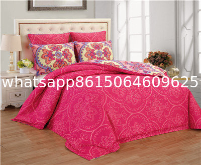 Printed Comforter Set 6pcs Reversible Bedding Set Floral Design King Size Pink color