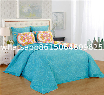Printed Comforter Set 6pcs Reversible Bedding Set Floral Design King Size Pink color