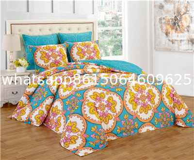 Printed Comforter Set 6pcs Reversible Bedding Set Floral Design King Size Pink color