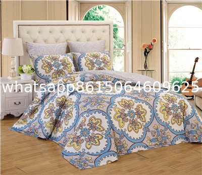 Printed Comforter Set 6pcs Reversible Bedding Set Floral Design King Size Pink color