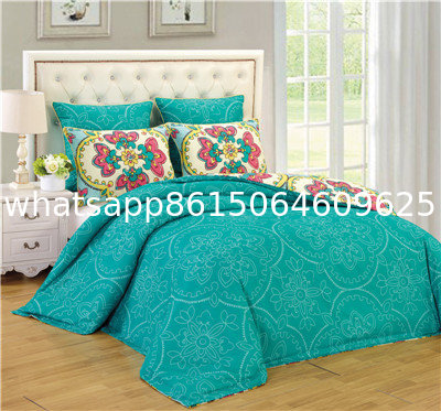 Printed Comforter Set 6pcs Reversible Bedding Set Floral Design King Size Pink color