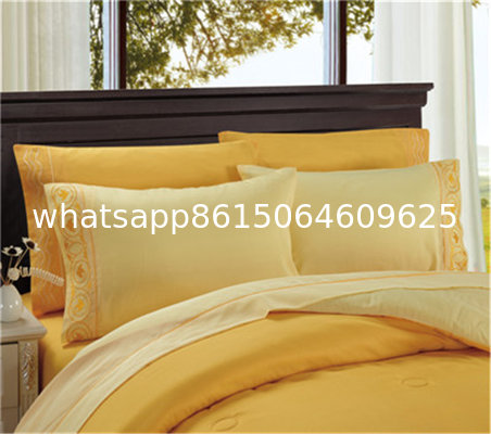 Comforter Set 3pcs Polycotton Combed Cotton Blend Solid Bedding Set Solid Color Embroided Pillow