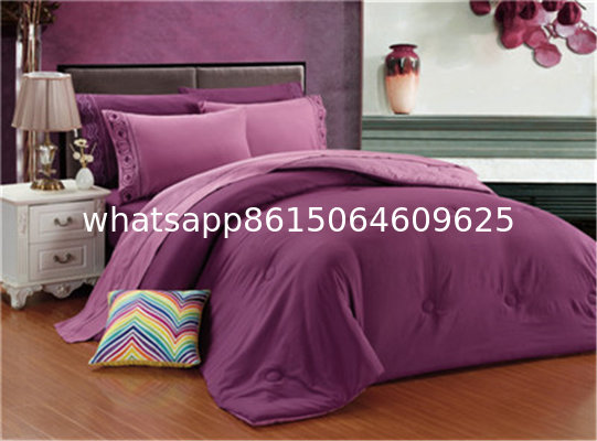Comforter Set 3pcs Polycotton Solid Bedding Set Solid Color Comforter Pillow with Embroidery